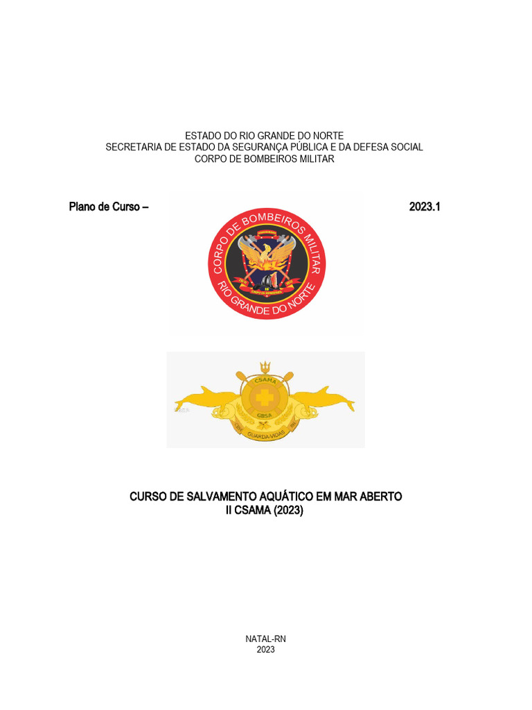 Plano de Curso II CSAMA 1 | PDF | Resgate