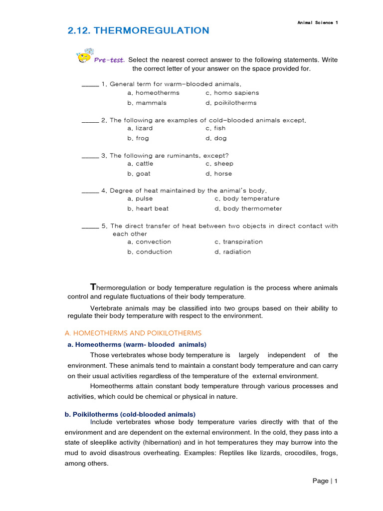 2.10. Thermoregulation | PDF | Thermoregulation | Carbohydrates