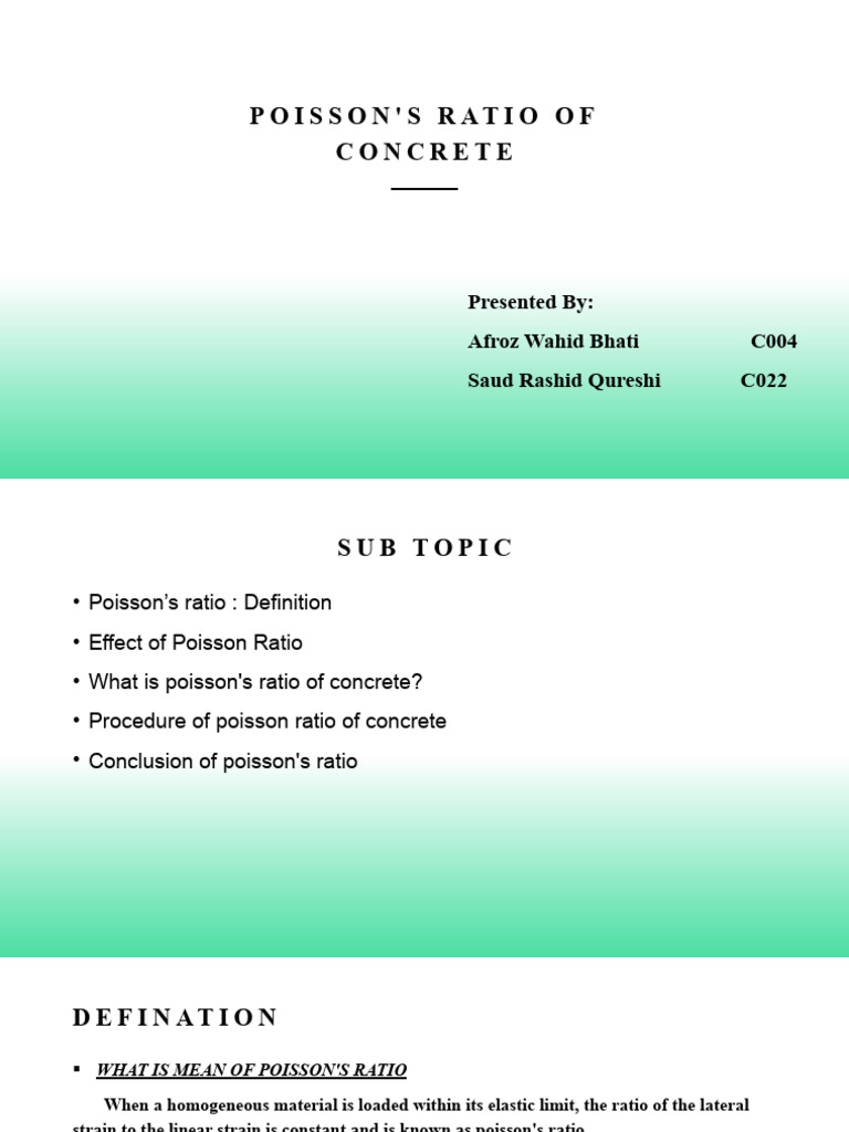 Poisson's Ratio of Concrete | PDF | Strength Of Materials | Stress (Mechanics)