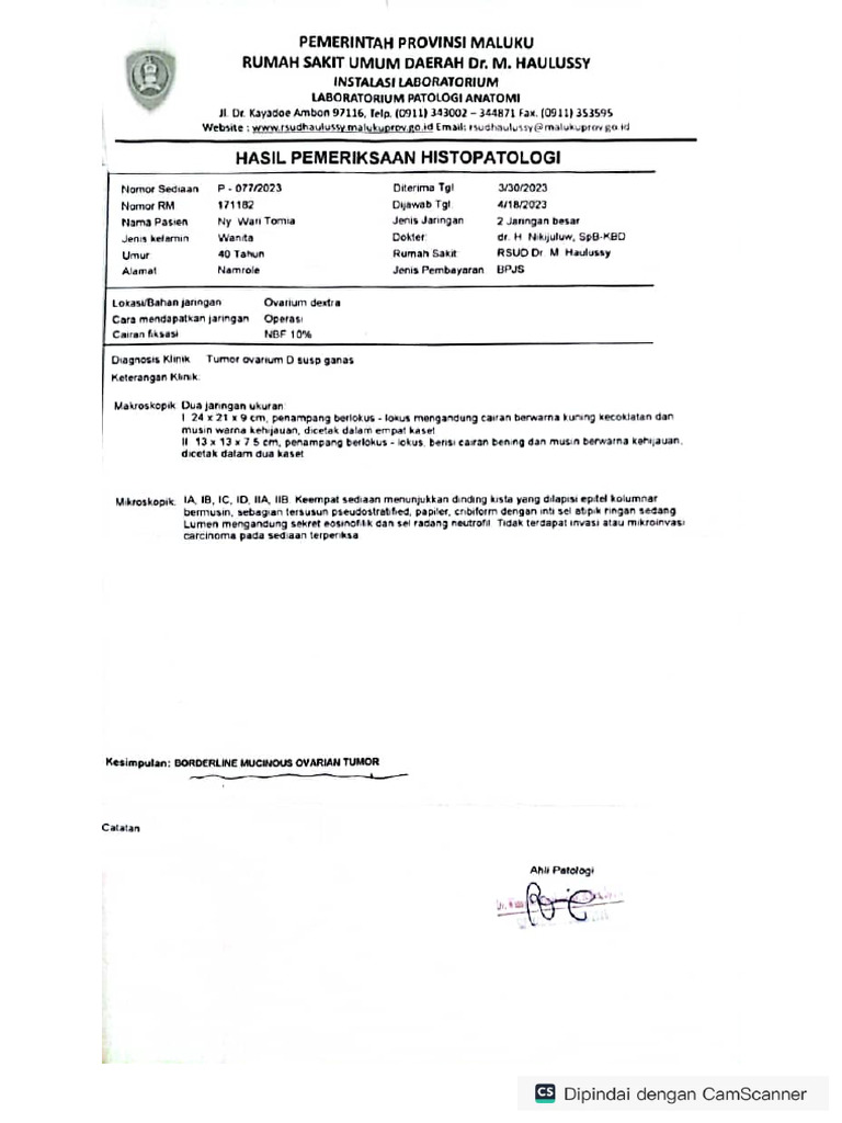 Hasil Pemeriksaan Histopatologi | PDF