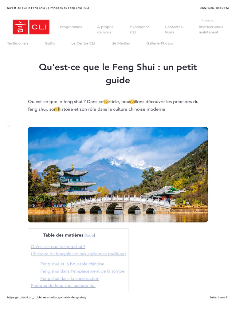 Qu'est-Ce Que Le Feng Shui ? - Principes Du Feng Shui - CLI | PDF