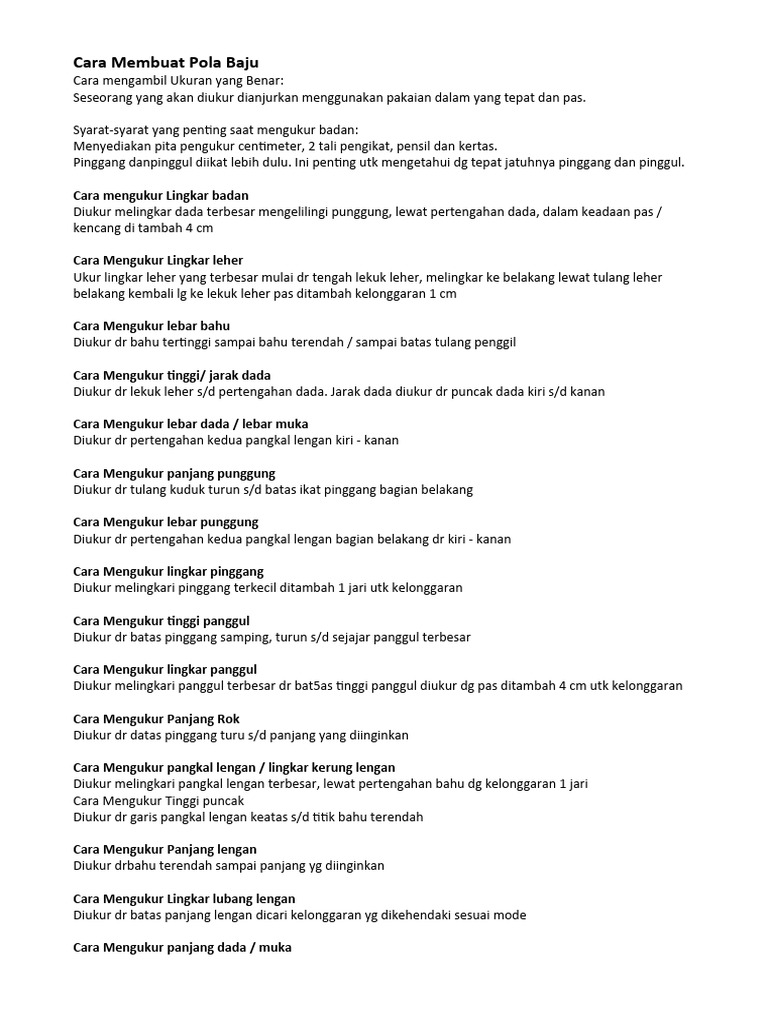 Cara Membuat Pola Baju | PDF | Kesehatan Holistik