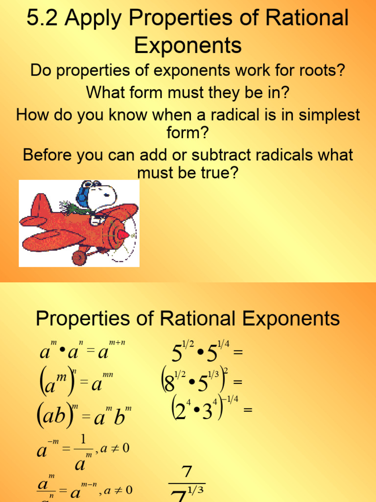 Apply Properties of Rational Exponents | PDF | Exponentiation | Mathematics