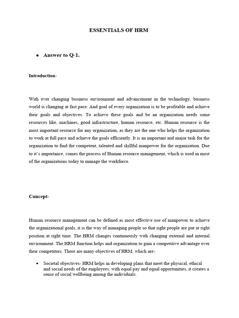 Essentials of HRM Assignment | PDF | Human Resource Management | Human Resources