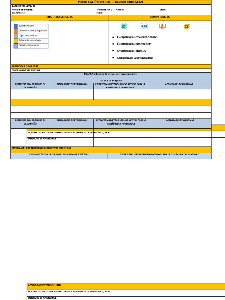 Formato Planificación Microcurricular Pdf