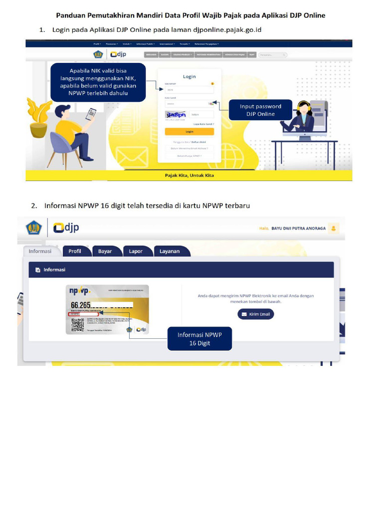 Panduan Pemutakhiran Data Profil Pajak | PDF