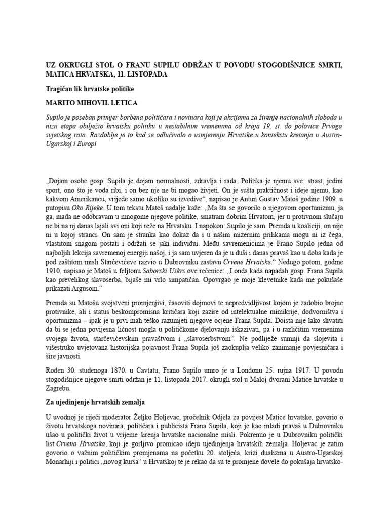 Frano Supilo - Tragičan lik hrvatske politike 617 - 26. listopada 2017 ...