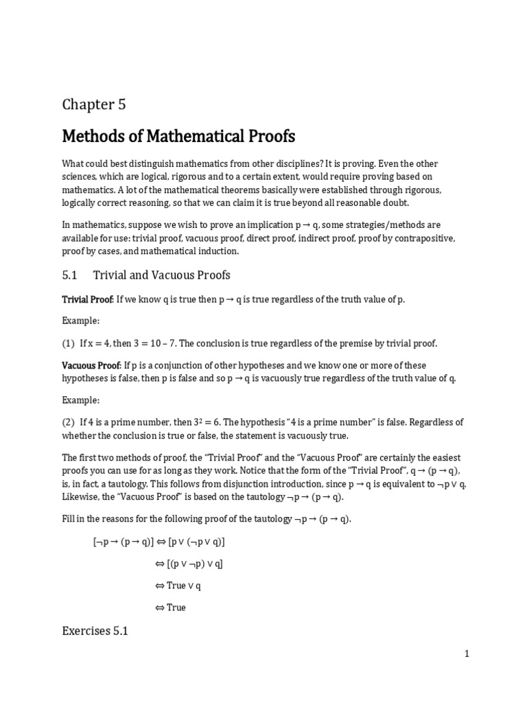 Chapter 5 - Mathematical Proofs | PDF | Mathematical Proof | Logical Truth