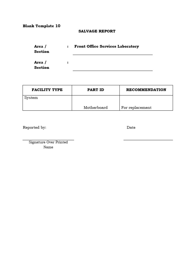 Salvage Report | PDF