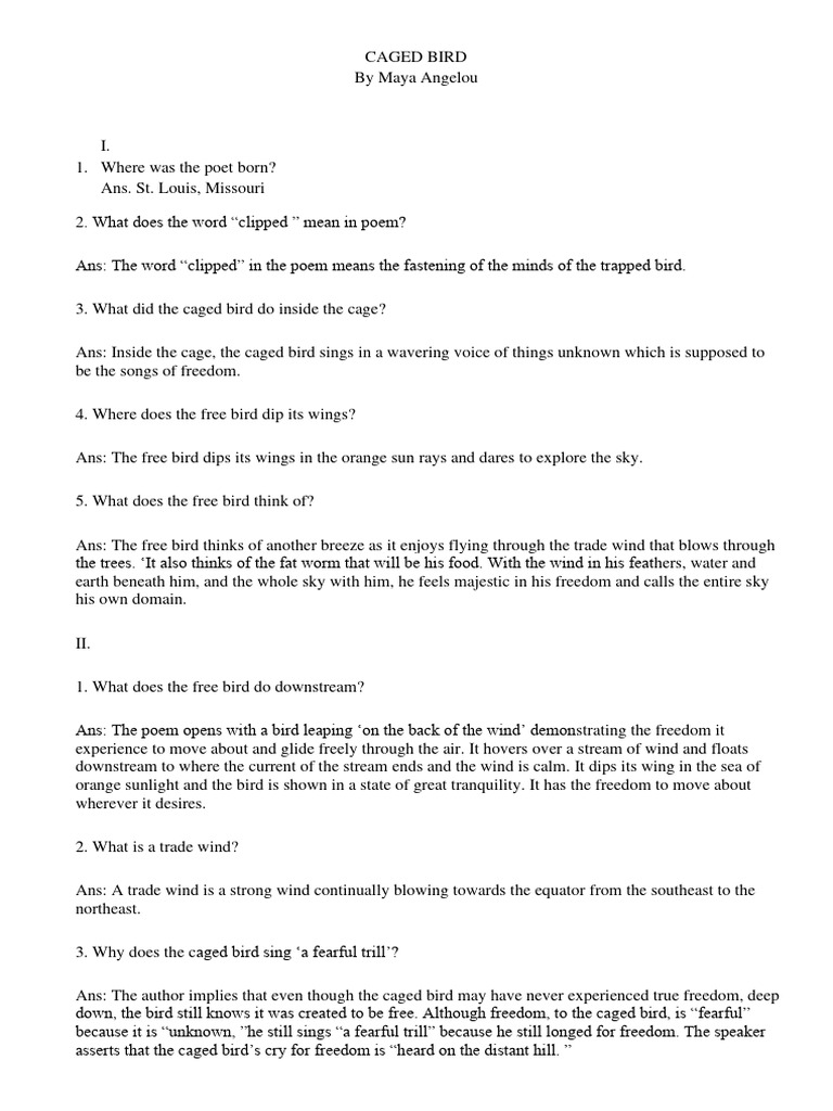 Caged Bird | PDF | Wound | Anger