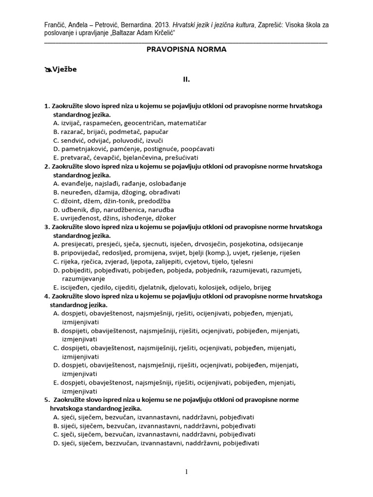 Pravopisna norma_VJEZBE_II | PDF