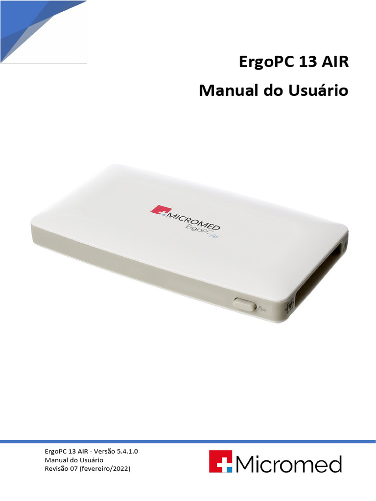 Manual Mebt-100 Ergopc 13 Air - Rev07 | PDF | Eletrocardiografia | Bluetooth