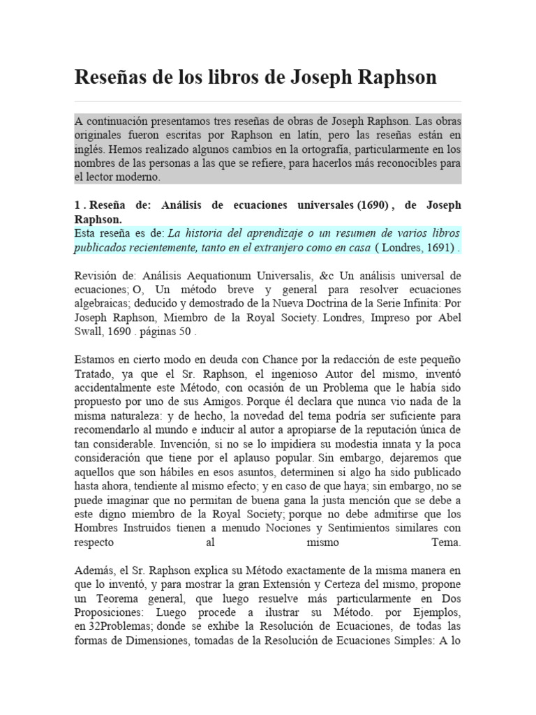 Demostracion Matematica de D'Os - Joseph Raphson | PDF | Verdad | Razón