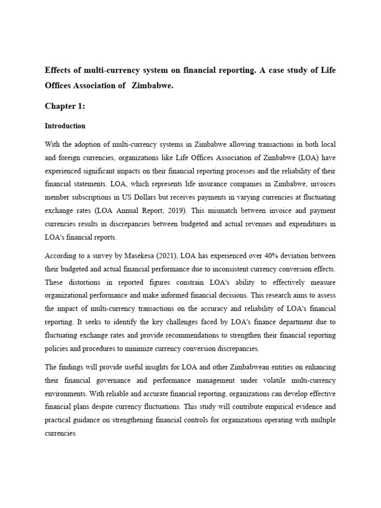 Effects If Multi-Currency System On Financial Reporting. A Case Study ...