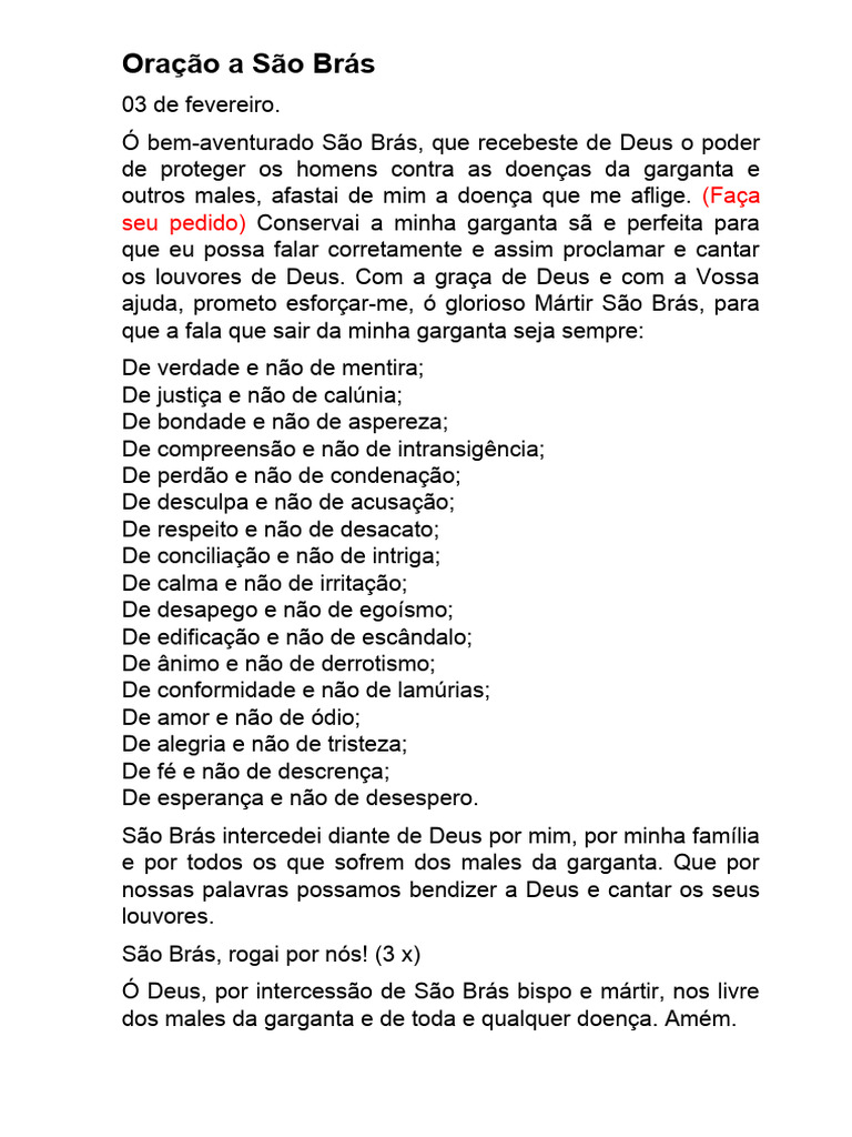 Oração A São Brás | PDF