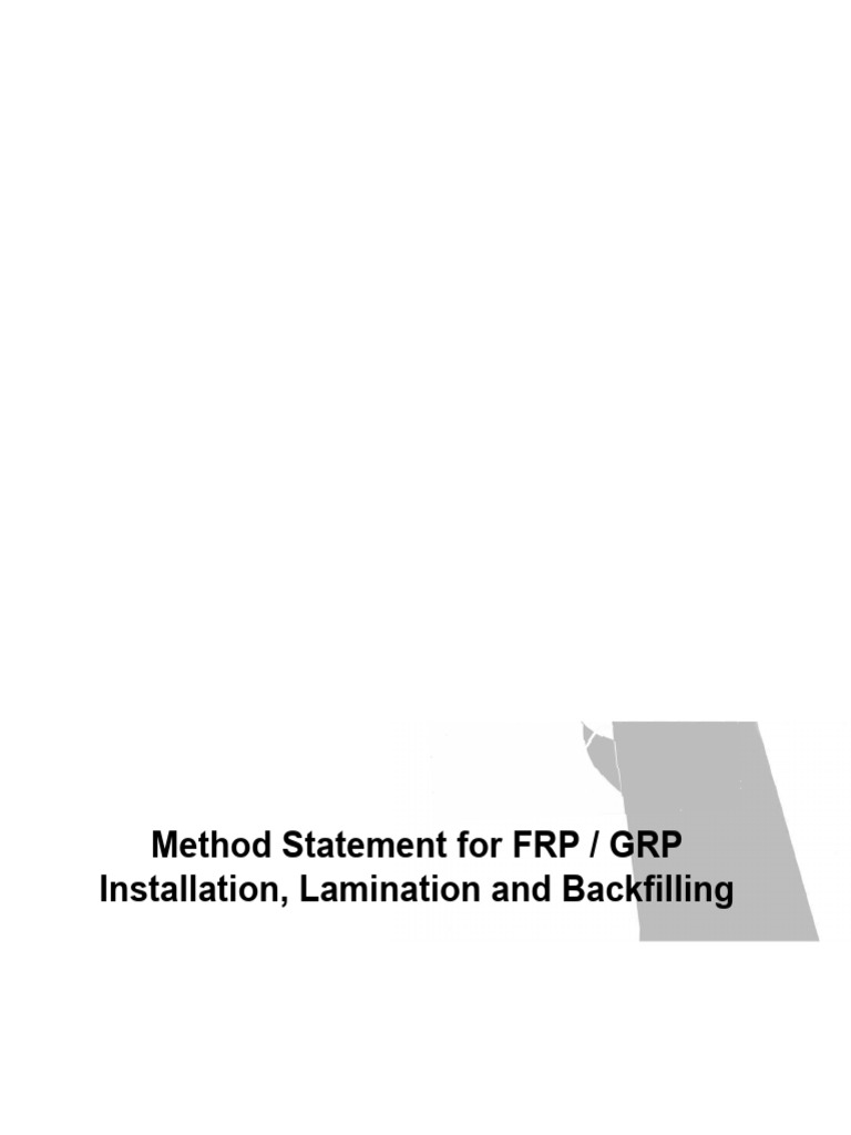 FRP/GRP Installation Method Statement | PDF | Lamination | Pipe (Fluid ...