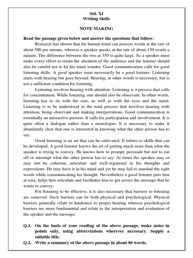 Note Making | PDF | Communication | Attention