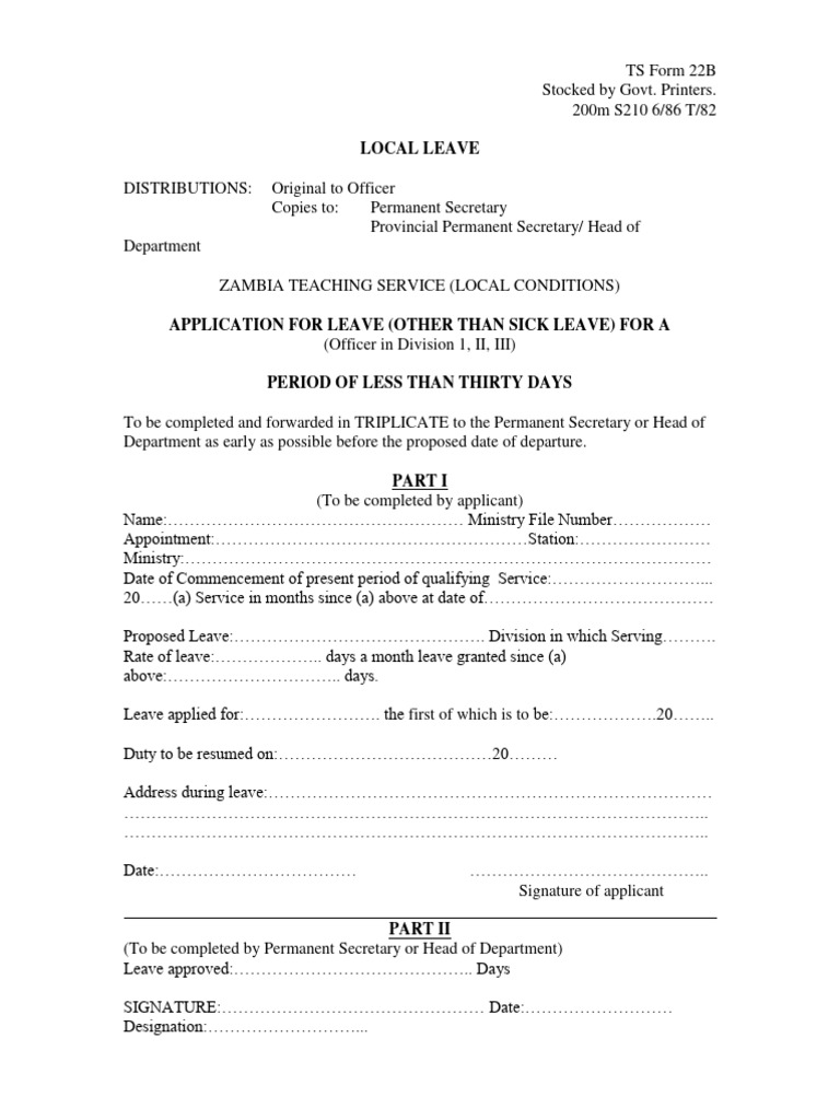 Local Leave Form | PDF