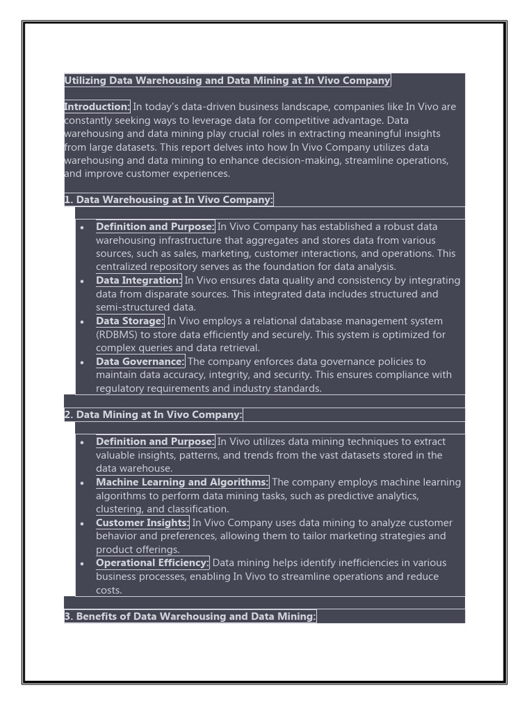 In Vivo's Data Warehousing & Mining Strategies | PDF | Data Warehouse | Data Mining