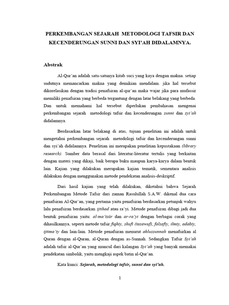 Sejarah Dan Perkembangan Metodologi Tafsir | PDF | Agama & Spiritualitas