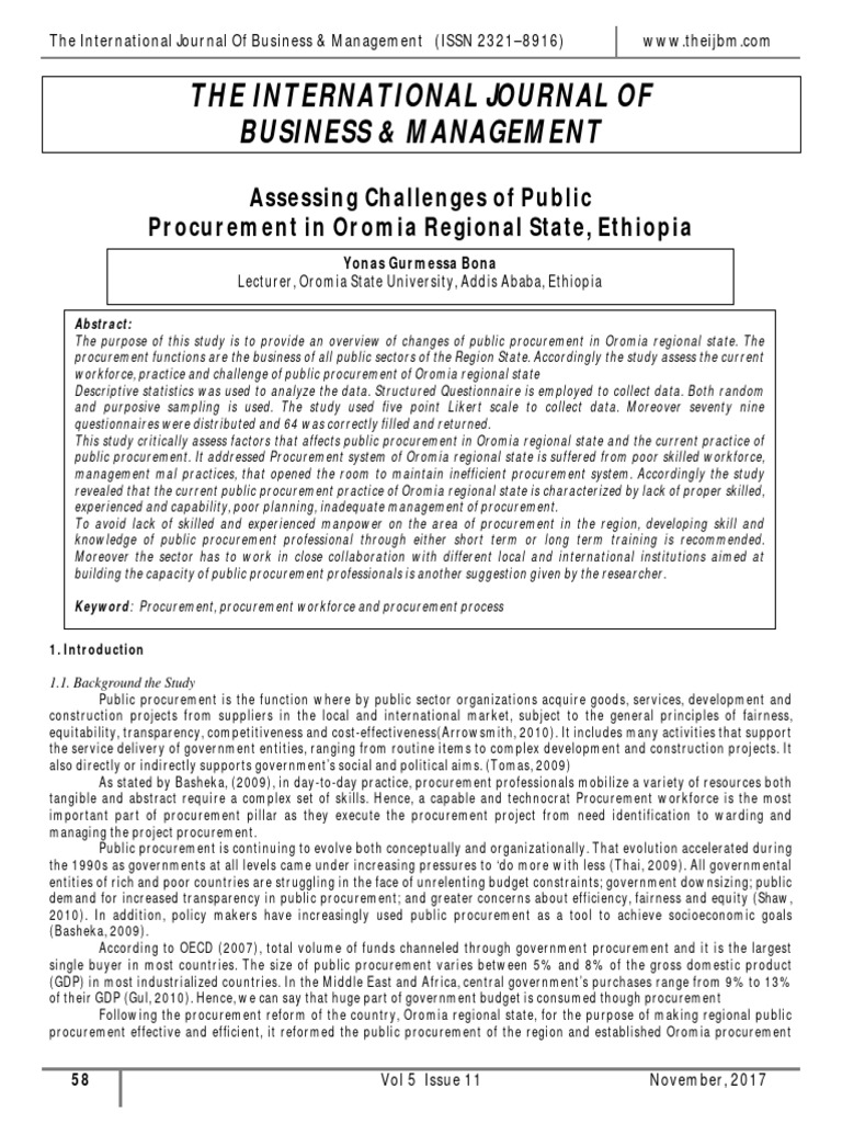 Challenges in Oromia Public Procurement | PDF | Procurement ...