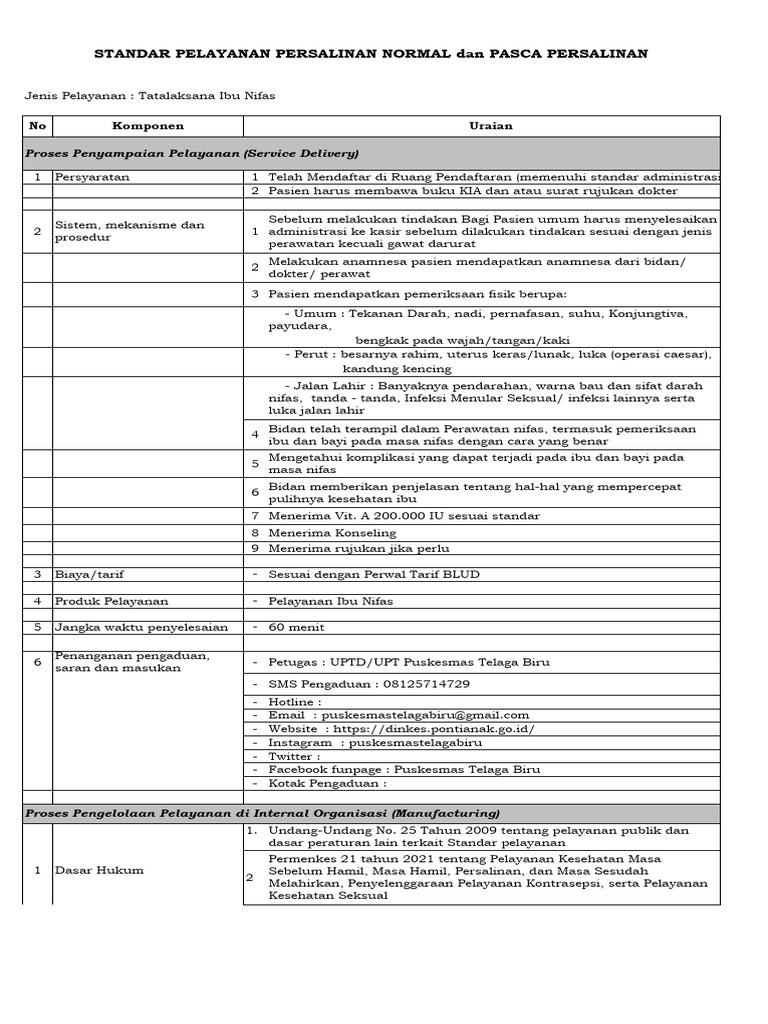 Standar Pelayanan Persalinan Dan Pasca Persalinan - Ok | PDF ...