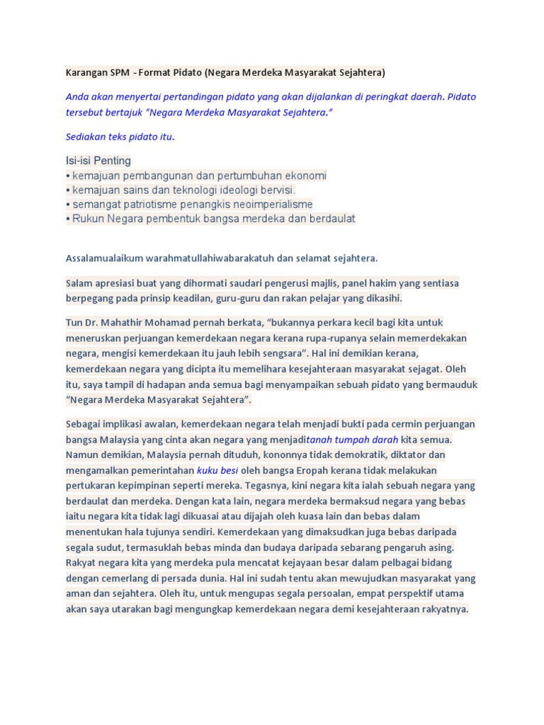 Karangan SPM Pidato | PDF