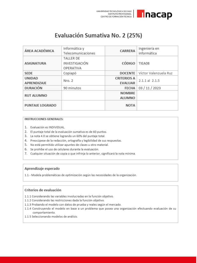 Tiea08 U2 Es2-2023 | PDF | Evaluación