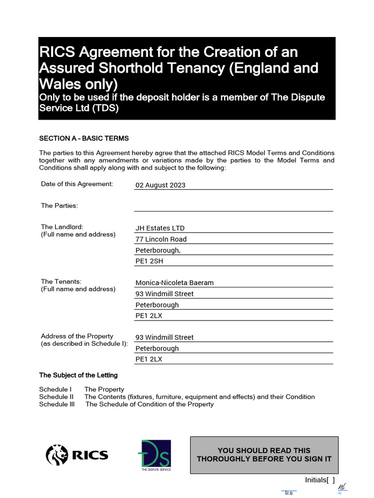 Assured Shorthold Tenancy Agreement | PDF | Leasehold Estate | Landlord