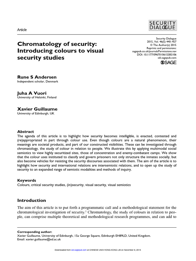 Chromatology of Security: Introducing Colours To Visual Security ...