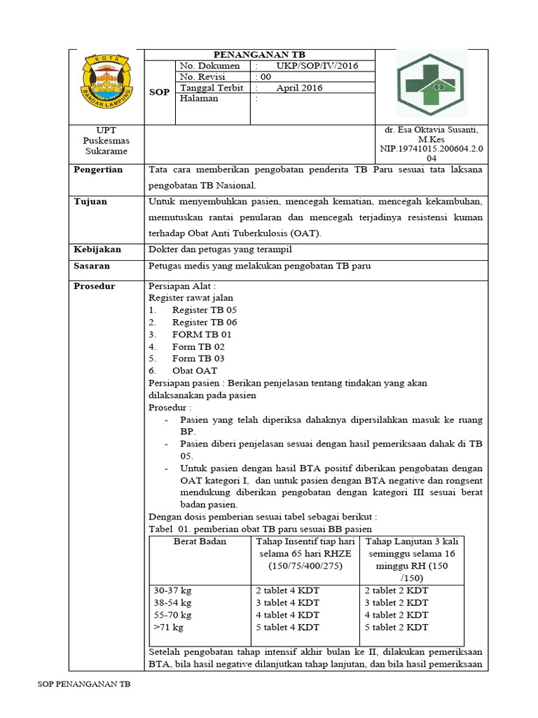Sop TB | PDF | Pengembangan Diri | Kesehatan Holistik
