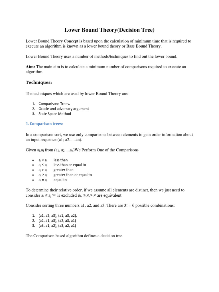 Lower Bound Theories Pdf Algorithms Theoretical Computer Science 5629