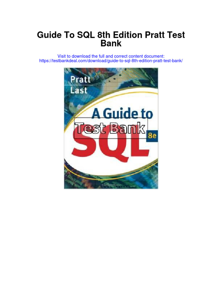 Guide To Sql 8th Edition Pratt Test Bank Pdf Table Database Information Science