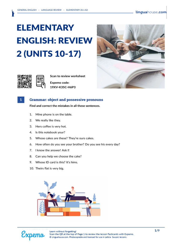 Elementary English Grammar Review | PDF | English Language | Flashcard