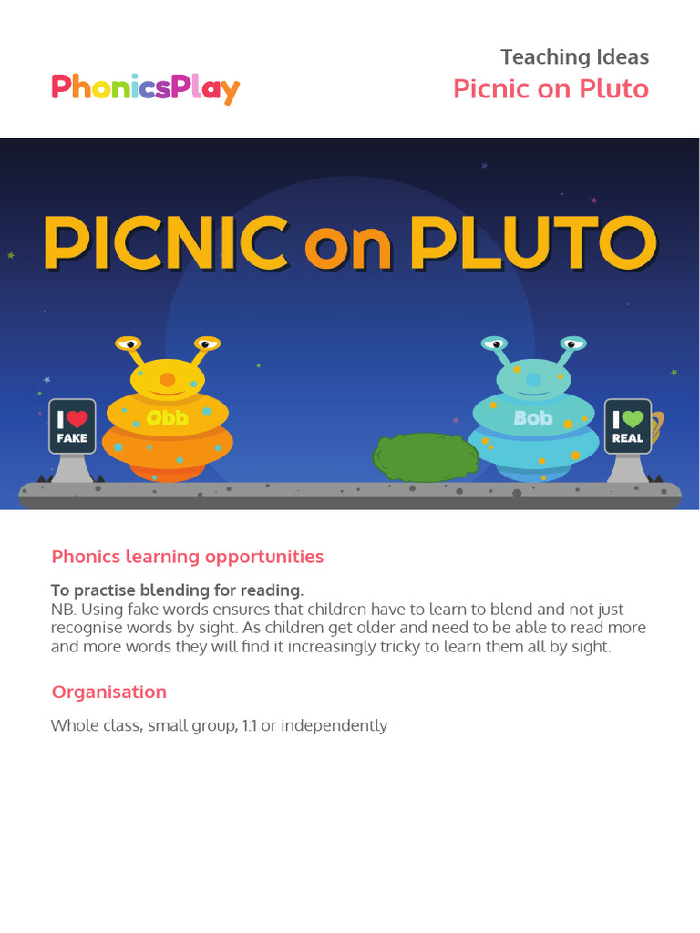 Ideas Picnic On Pluto | Download Free PDF | Phonics | Education Theory