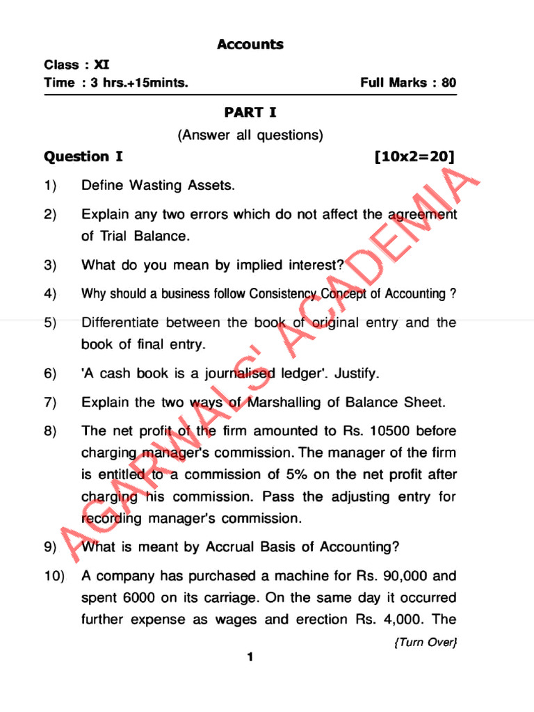 Class 11 Accounts Half Yearly SP | PDF | Debits And Credits | Cheque