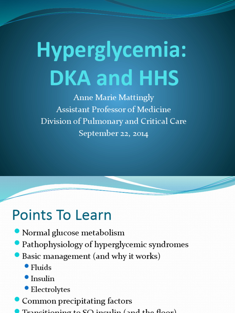 Hyperglycemia DKA and HHS | PDF | Saline (Medicine) | Glucose
