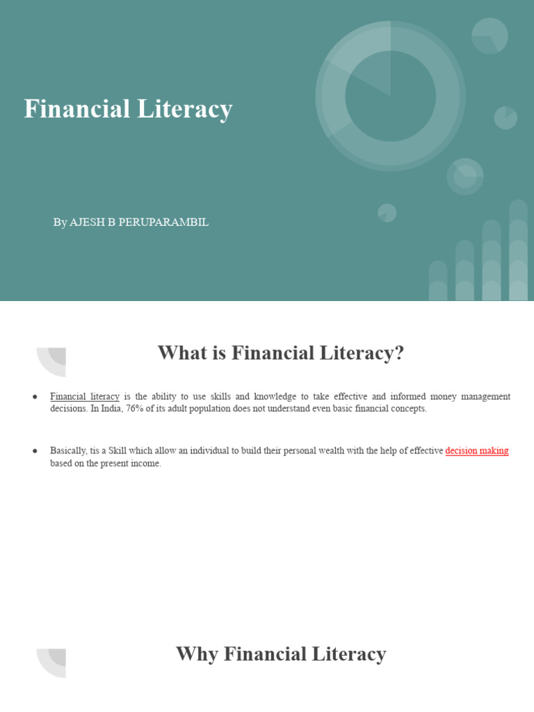 Financial Literacy presentation | PDF | Financial Literacy | Literacy