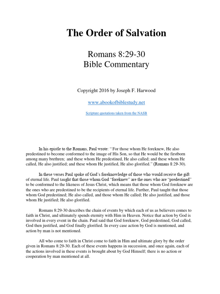 The Order of Salvation | PDF | Predestination | Epistle To The Romans