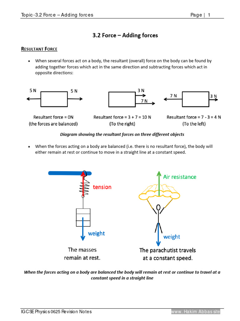 3.2 Force - Balanced, Unbalanced Forces | Download Free PDF | Force ...