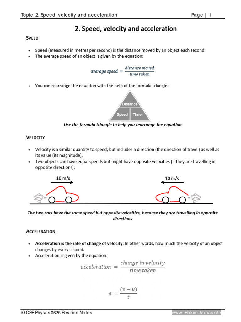 2 Speed Velocity And Acceleration Pdf Acceleration Velocity