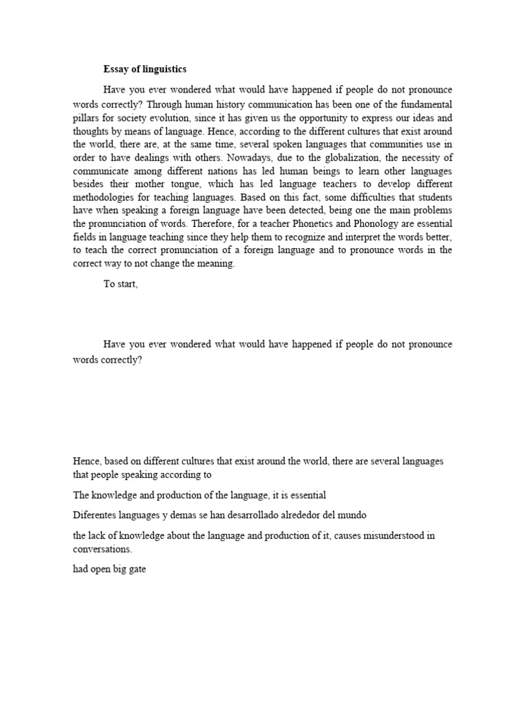 Essay Of Linguistics Pdf