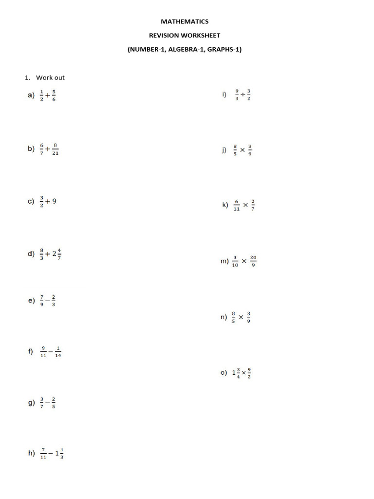 Math Revision Worksheet Vaishnave | Download Free PDF | Roasting