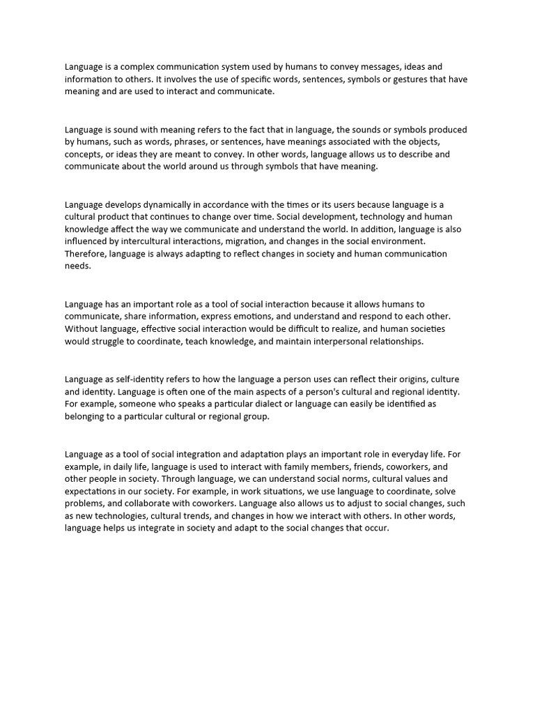 Language Is A Complex Communication System Used by Humans To Convey ...