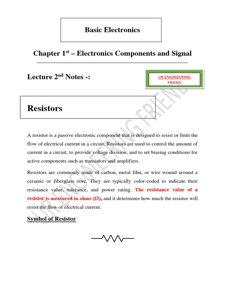 BEC Notes Lecture 2 by Ur Engineering Friend | PDF | Capacitor | Inductor