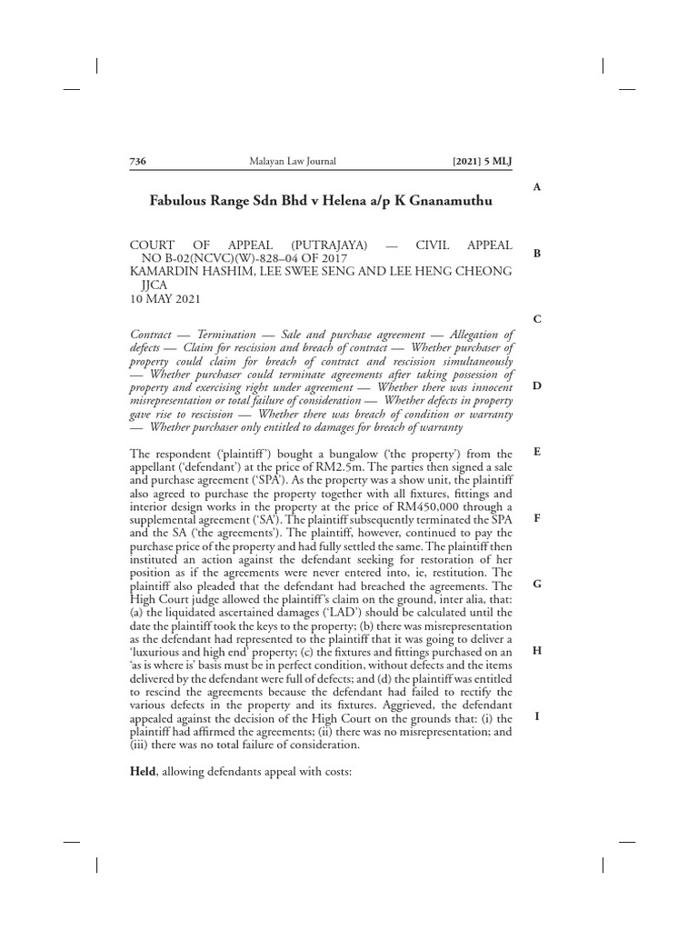 Fabulous Range SDN BHD V Helena Ap K Gnanamuthu | PDF ...