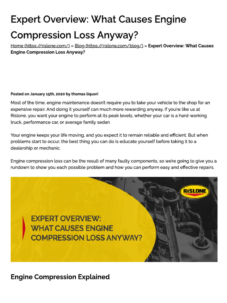 Expert Overview - What Causes Engine Compression Loss Anyway | PDF