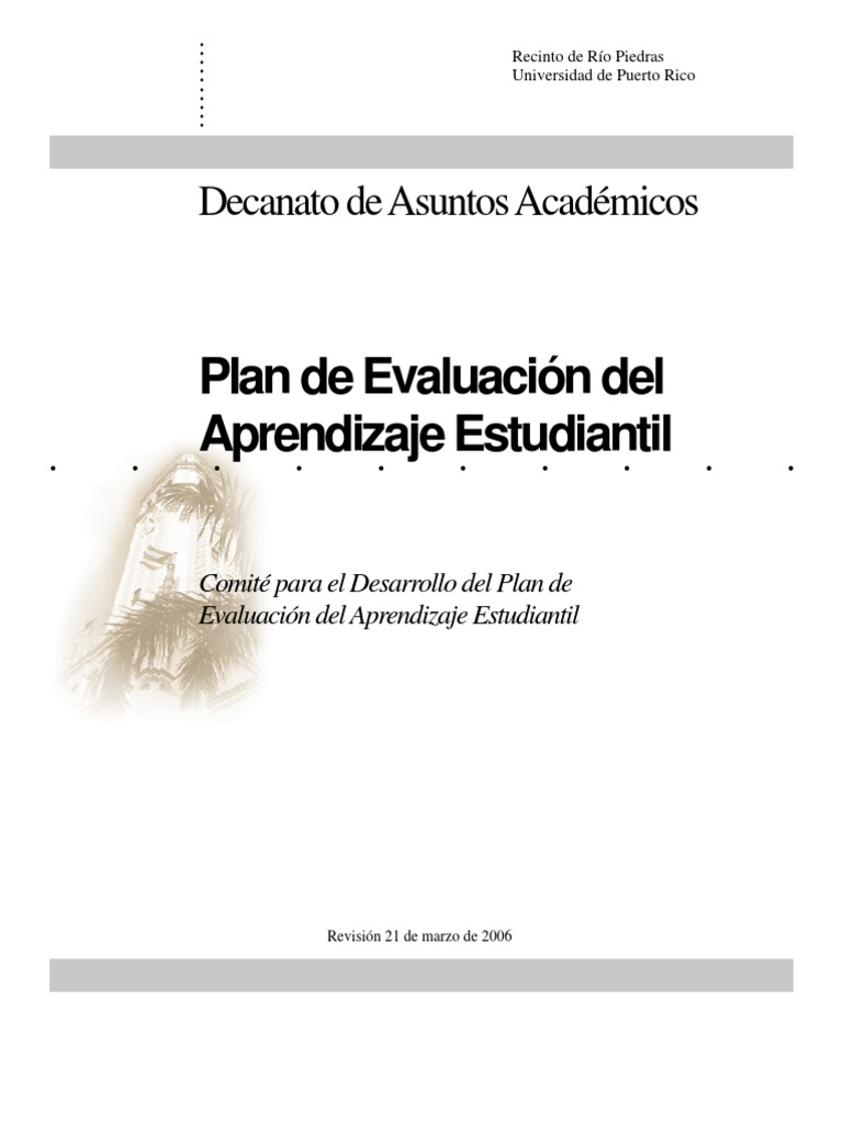 Evaluation of Student Learning Plan (Spanish Revised Version) | PDF