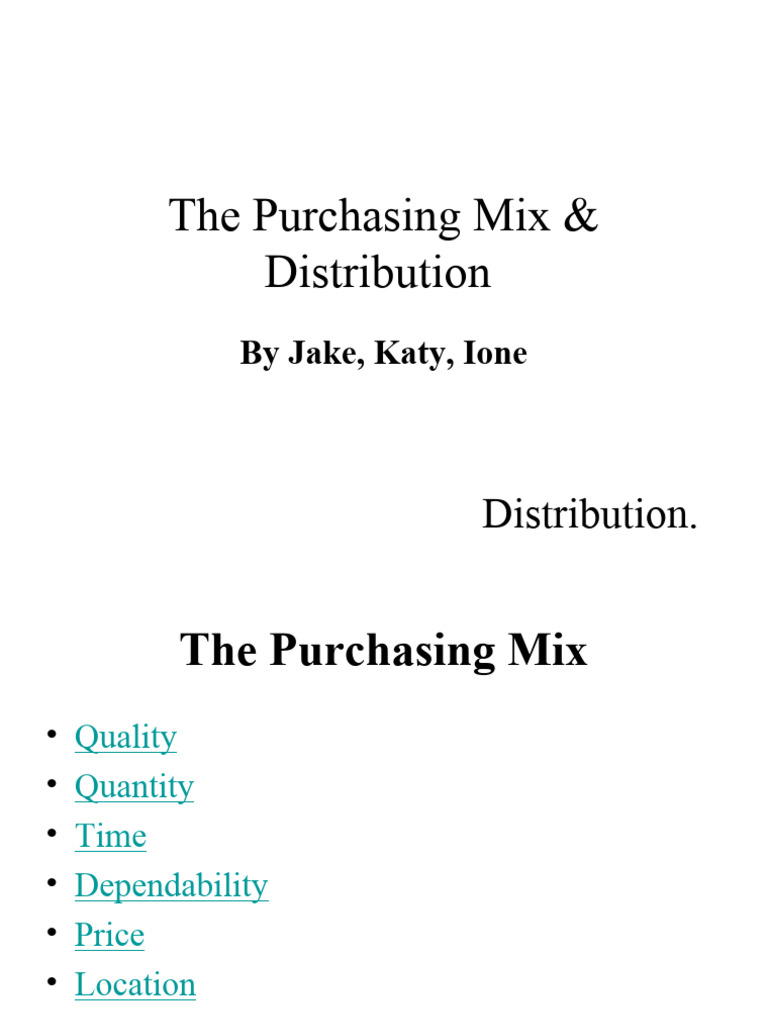 The Purchasing Mix Distribution | PDF | Retail | Trade