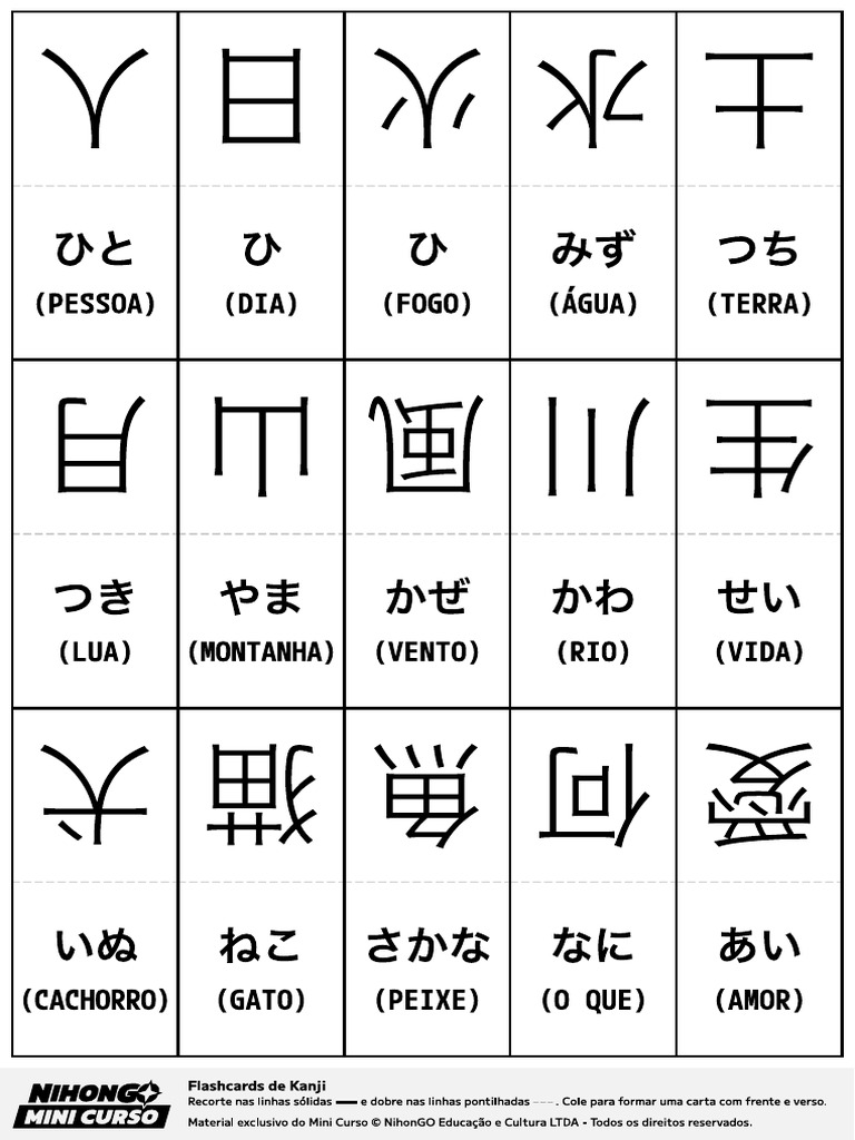 Nihongo Minicurso Flashcards Kanji | PDF